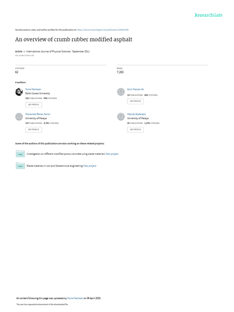 An Overview of Crumb Rubber Modified Asphalt: International Journal of ...