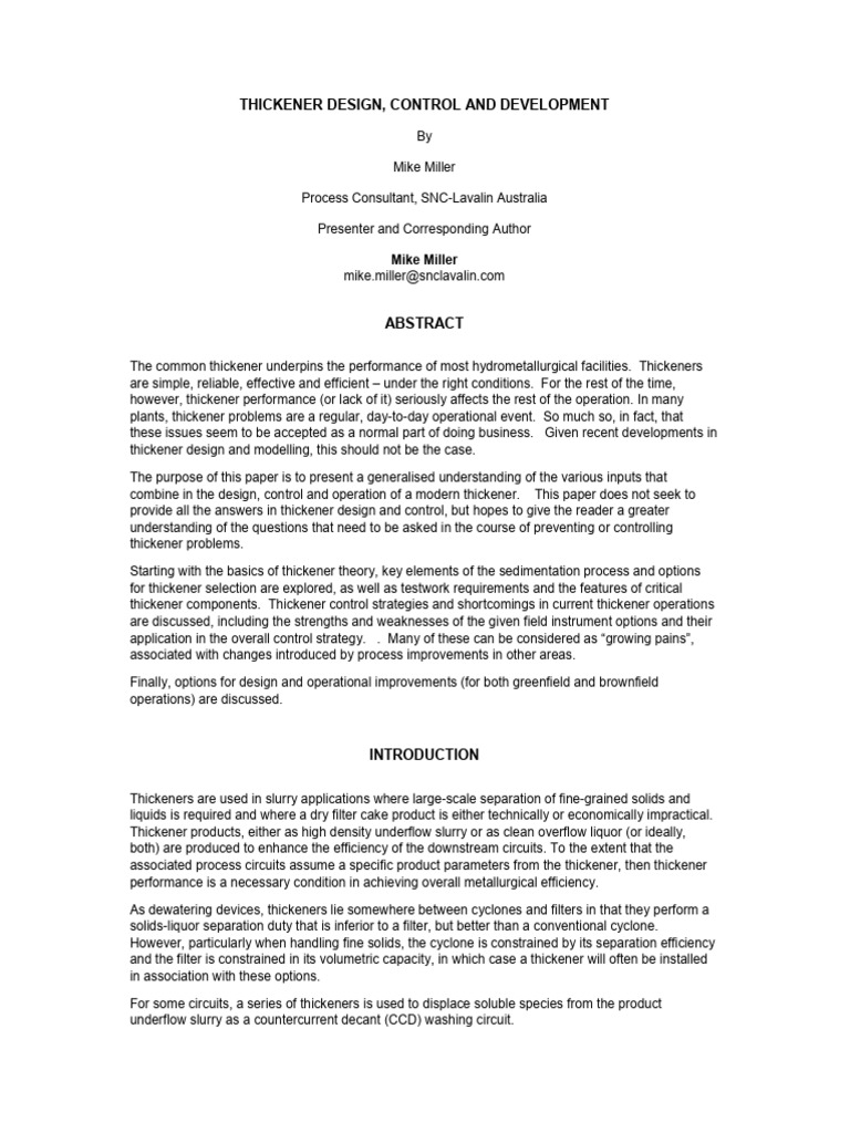 Thickener Designand Control | PDF