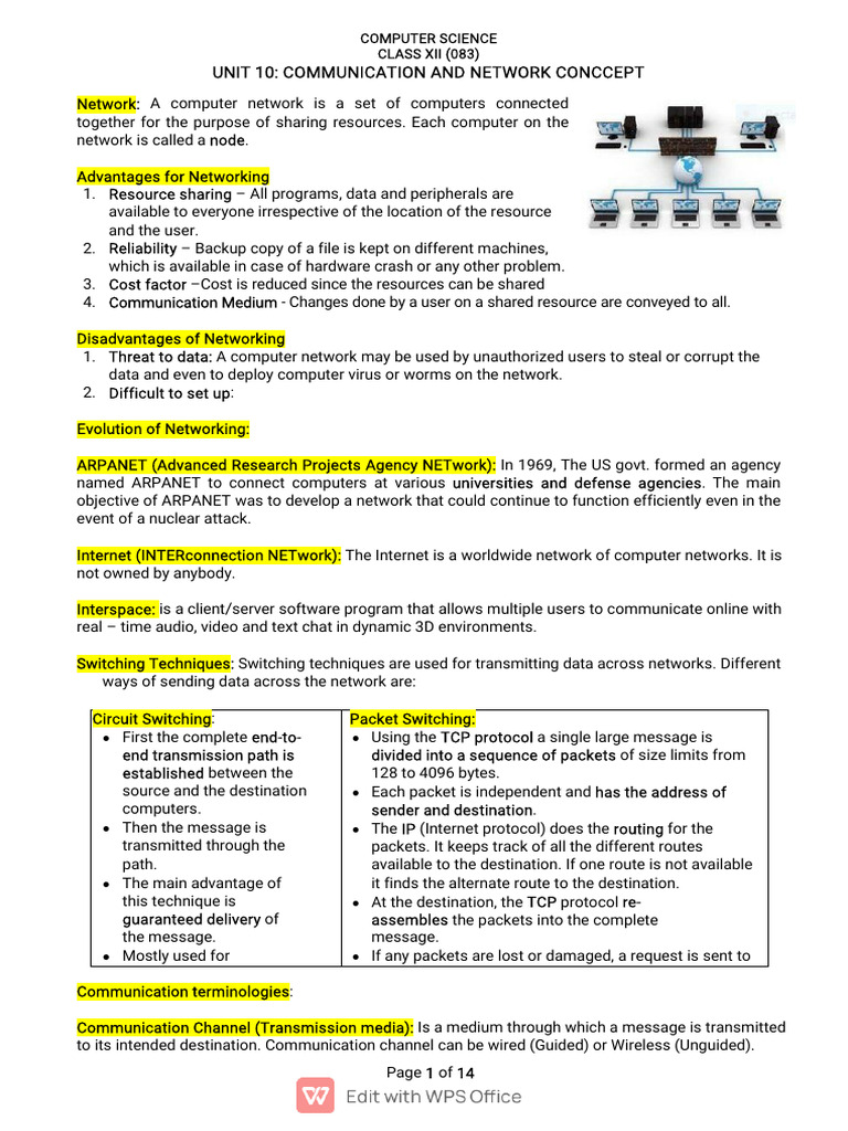 Ch10 Networking NFR | PDF | Data Transmission | Computing