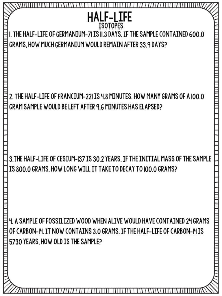 Half Life Practice S | PDF