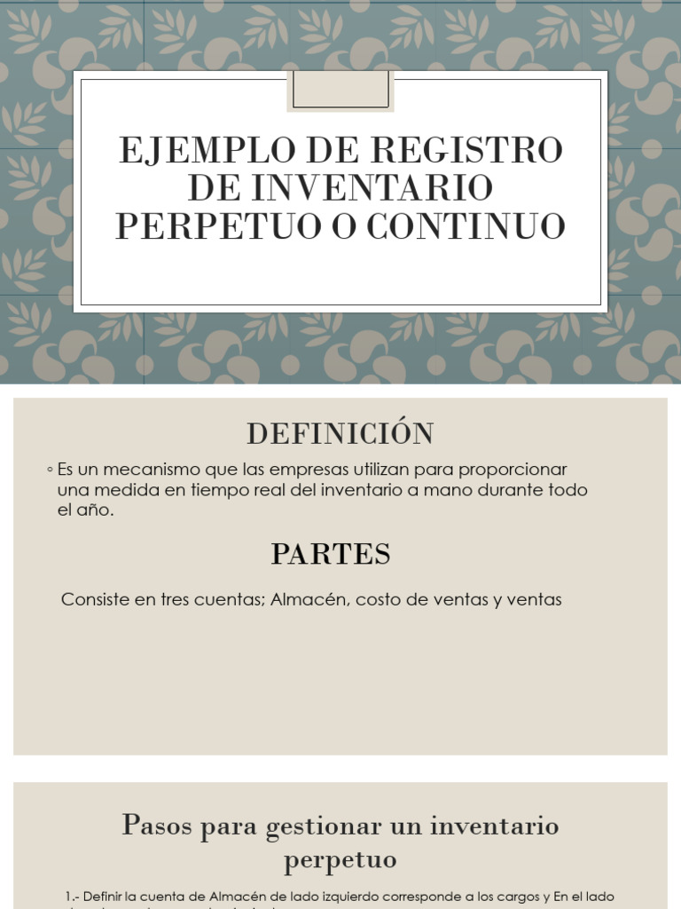 Ejemplo de Registro de Inventario Perpetuo o Continuo Contabildad | PDF ...