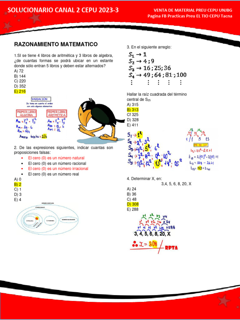 Sol. C2 2do Cepu 2023-3 FB Eltiocepu | PDF | Proposición | Matemáticas