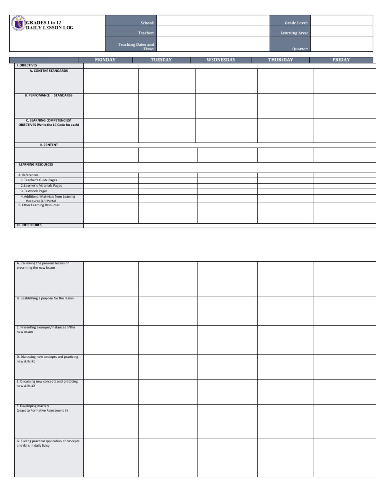 DLL - ENGLISH Blank Form | PDF | Learning | Pedagogy