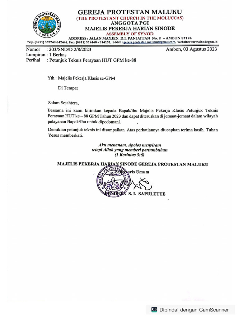 Petunjuk Teknis Perayaan HUT GPM Ke-88 Tahun 2023 - 230803 - 134627 | PDF