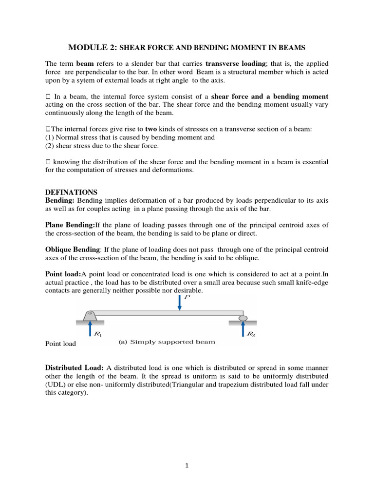 Cve 201 Module 2 Pdf Bending Beam Structure 