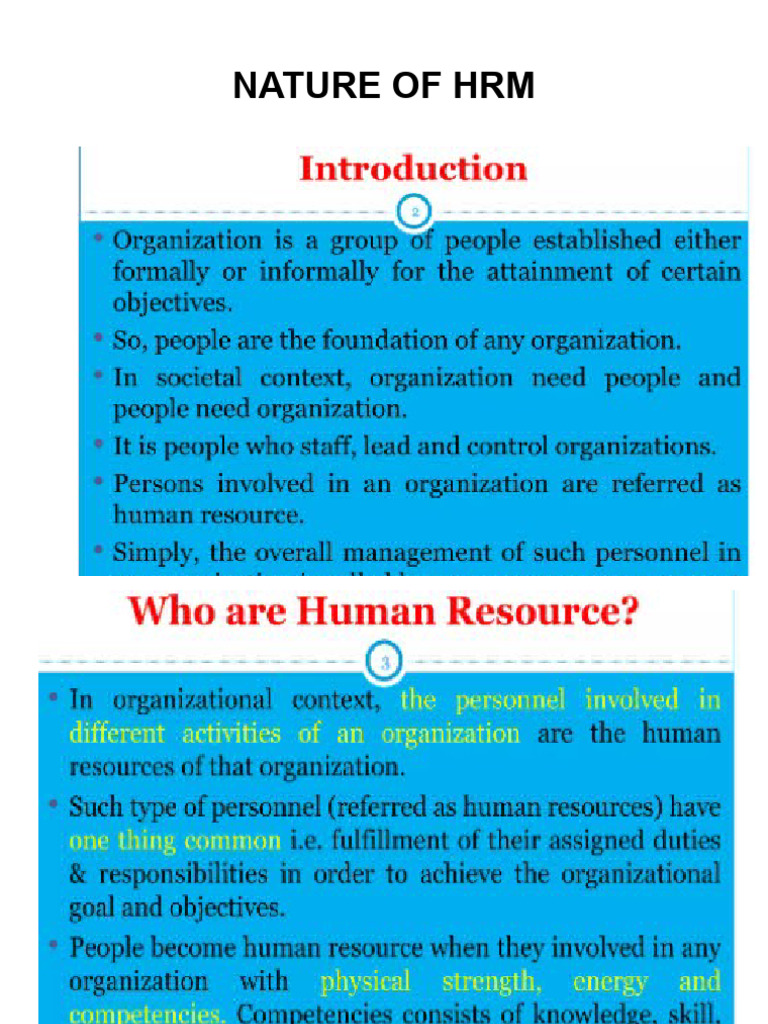 2023 Introduction To HRM - Unit1 | PDF