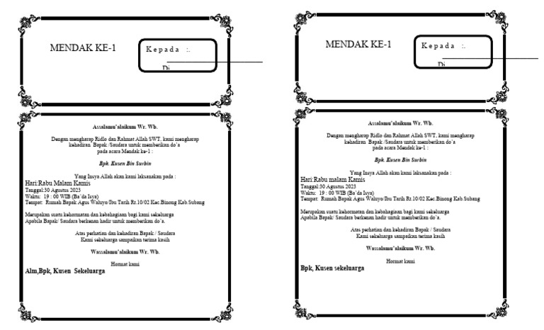 Undangan Mendak Okty | PDF