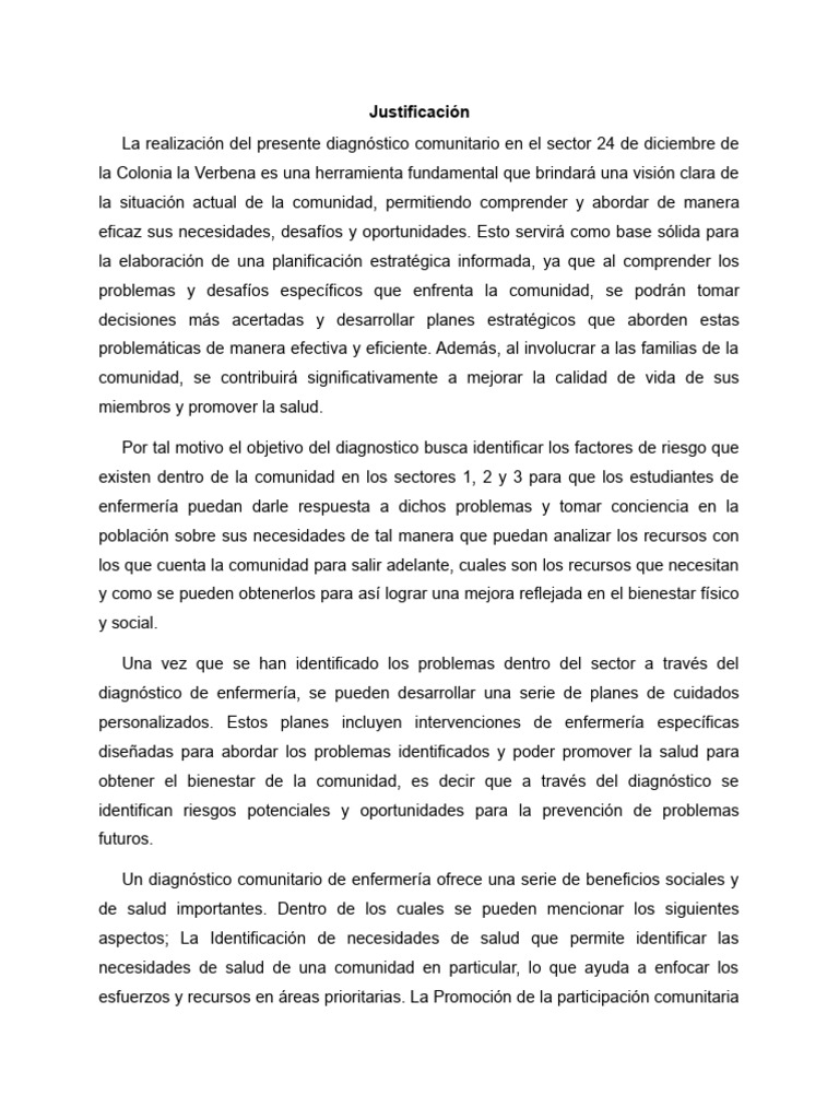Justificación Dx Comunitario | PDF