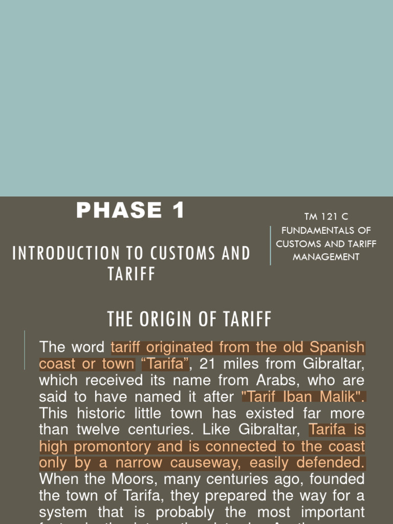 Origin of Customs and Tariff | PDF