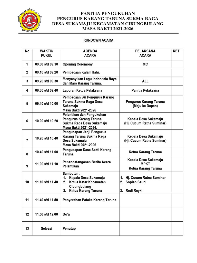 Rundown Acara | PDF