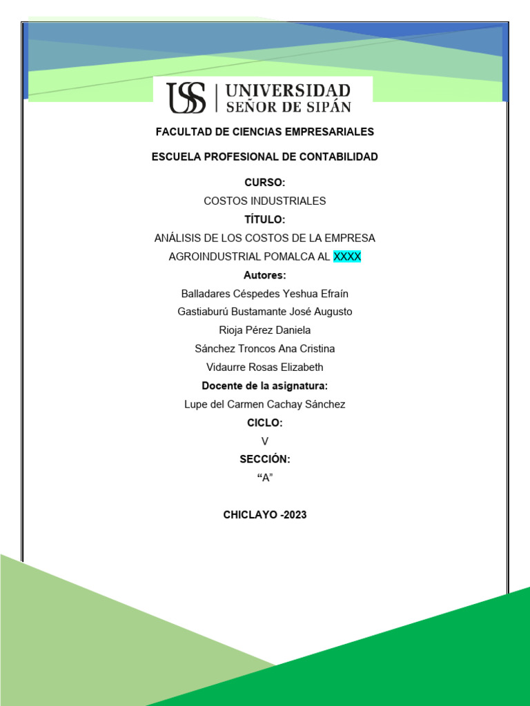Pa2 Azucarera Pomalca | PDF | Costo | Business