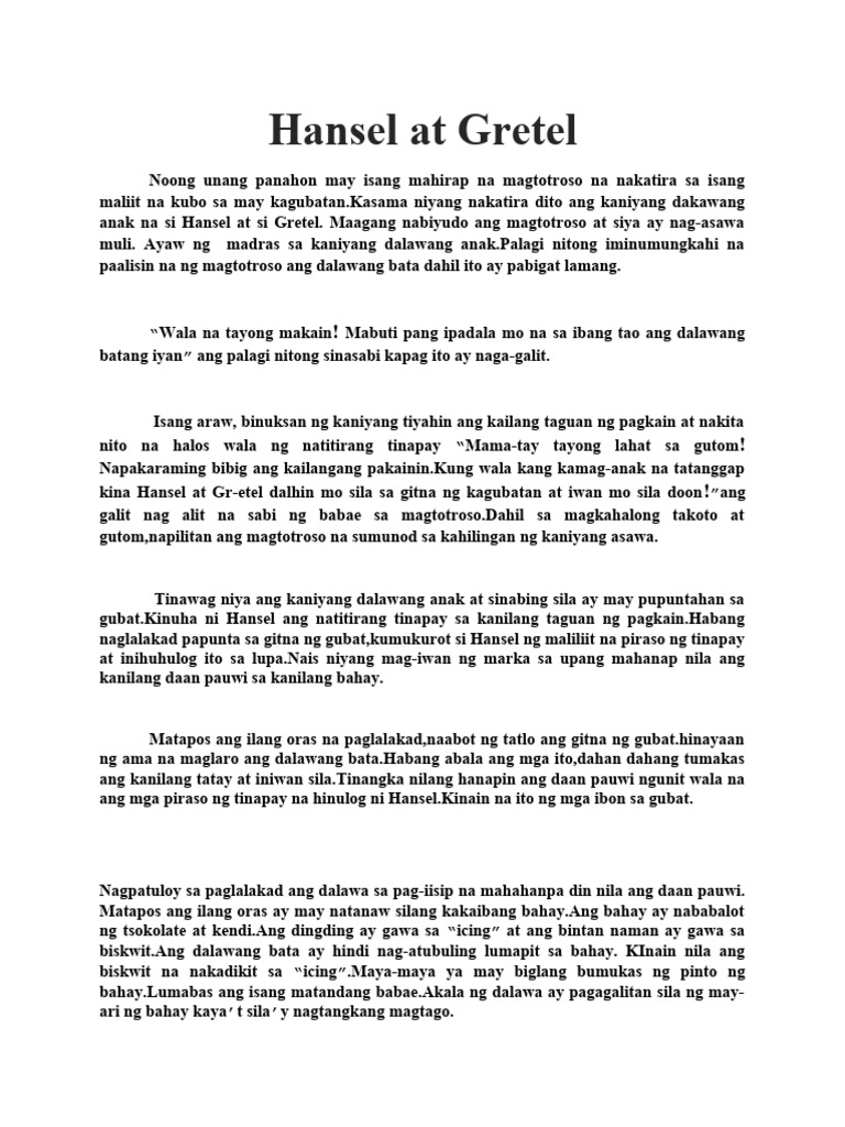 Hansel at Gretel - Story Making | PDF