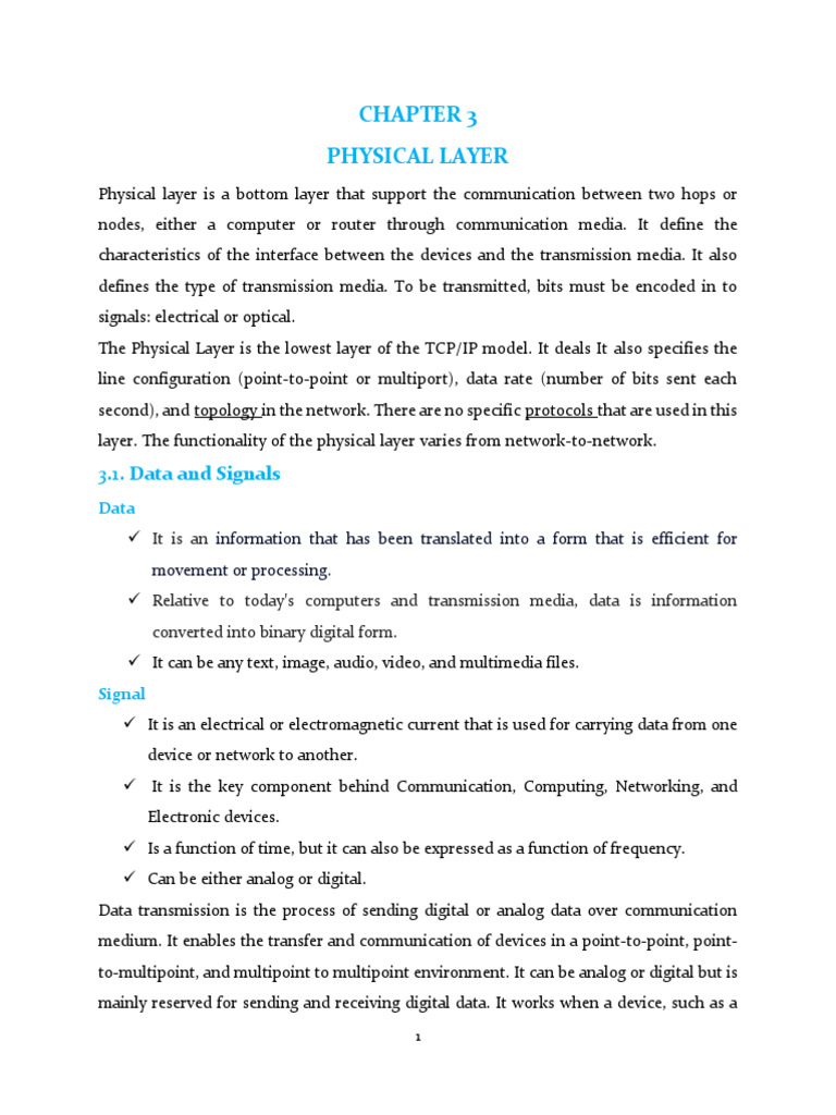 Chapter 3 - 1 Physical Layer | PDF | Modulation | Multiplexing