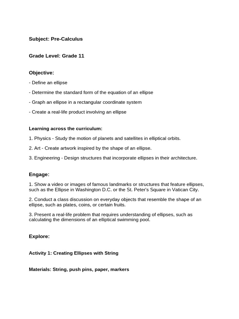 Ellipse | PDF | Ellipse | Cartesian Coordinate System