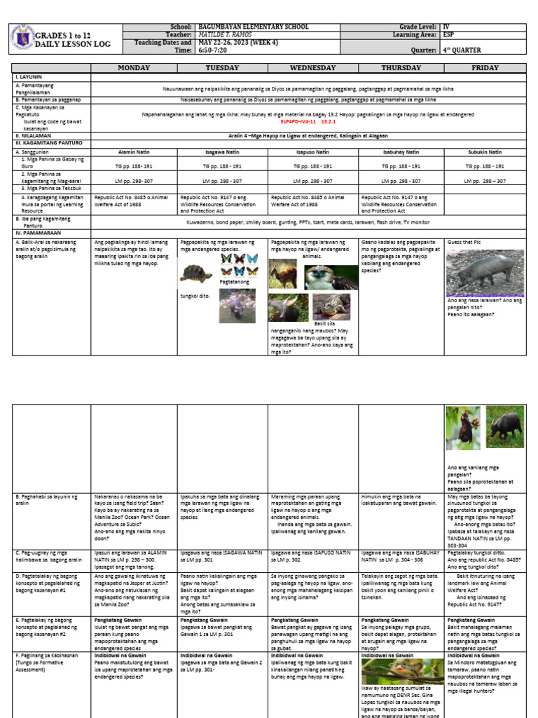 DLL - Esp 4 - Q4 - W4 | PDF