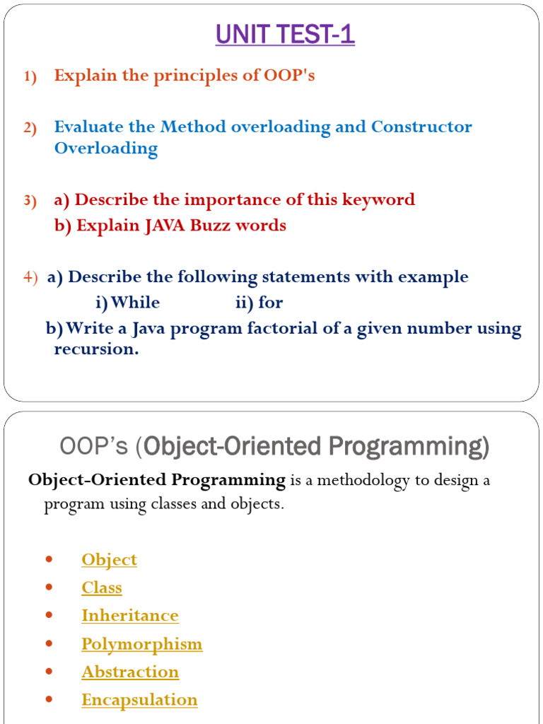 Java Unit Test 1 Descargar Gratis Pdf Inheritance Object Oriented Programming Class