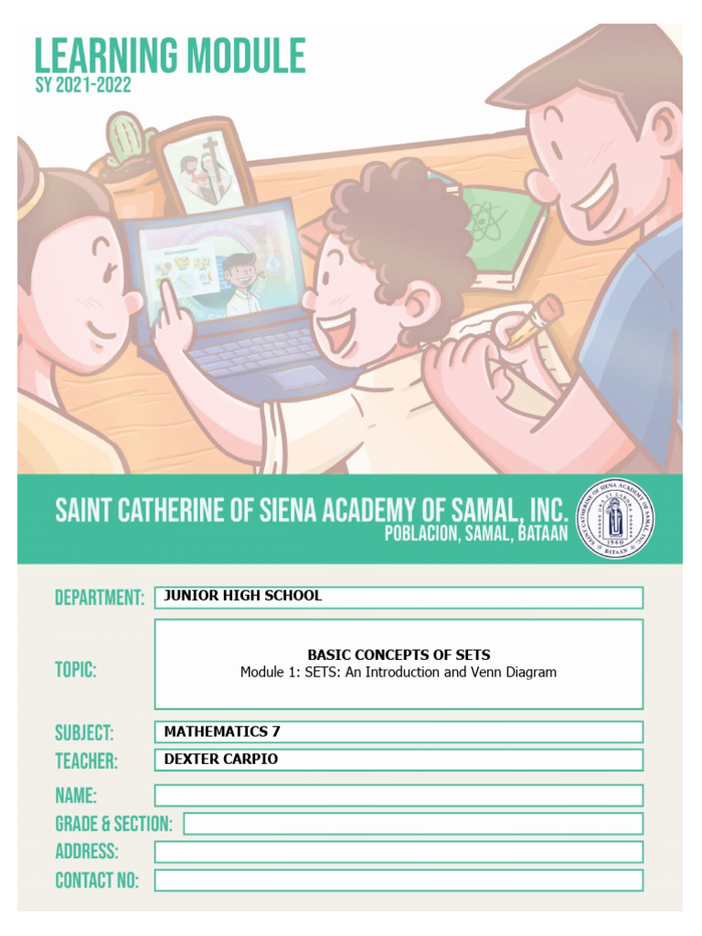 MODULE 1 - SETS An Introduction and Venn Diagram | PDF | Set (Mathematics) | Group (Mathematics)