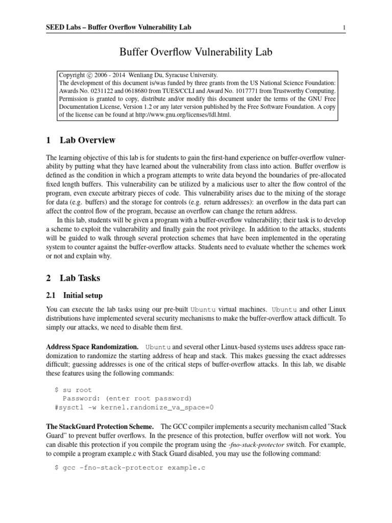 LAB - Chapter 3.2 - Software Security - Buffer - Overflow | PDF | Computer Programming ...