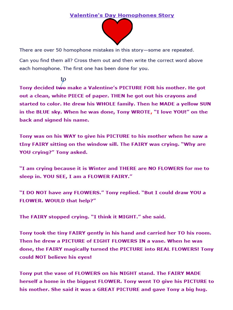 Valentine Homophones, Answers 2023 | PDF