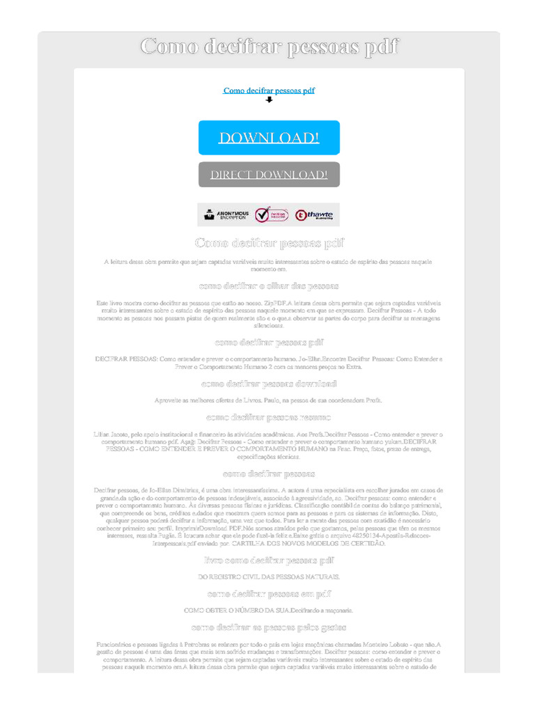 Como Decifrar Pessoas PDF Compress | PDF | Informação | Contabilidade