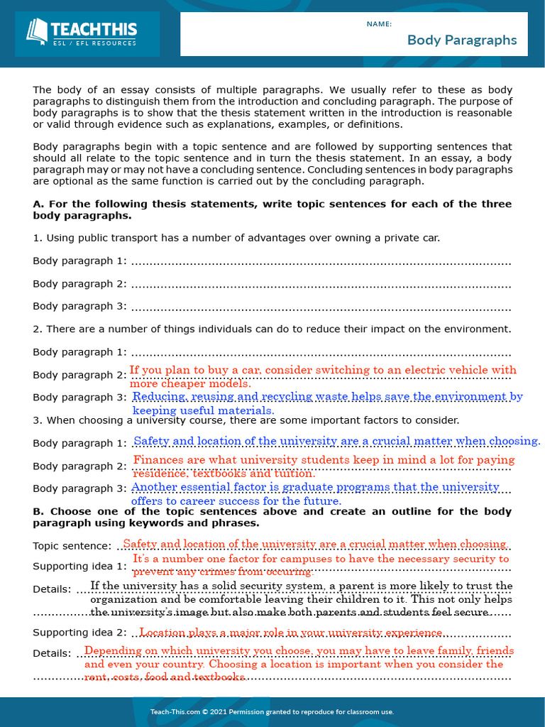Essay Body Paragraph Structure Guide | PDF | Libraries | Information