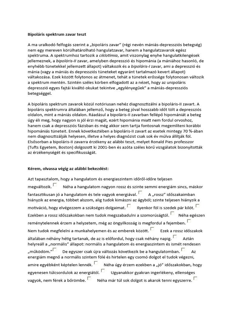 Bipolaris Spektrum Zavar Skala | PDF