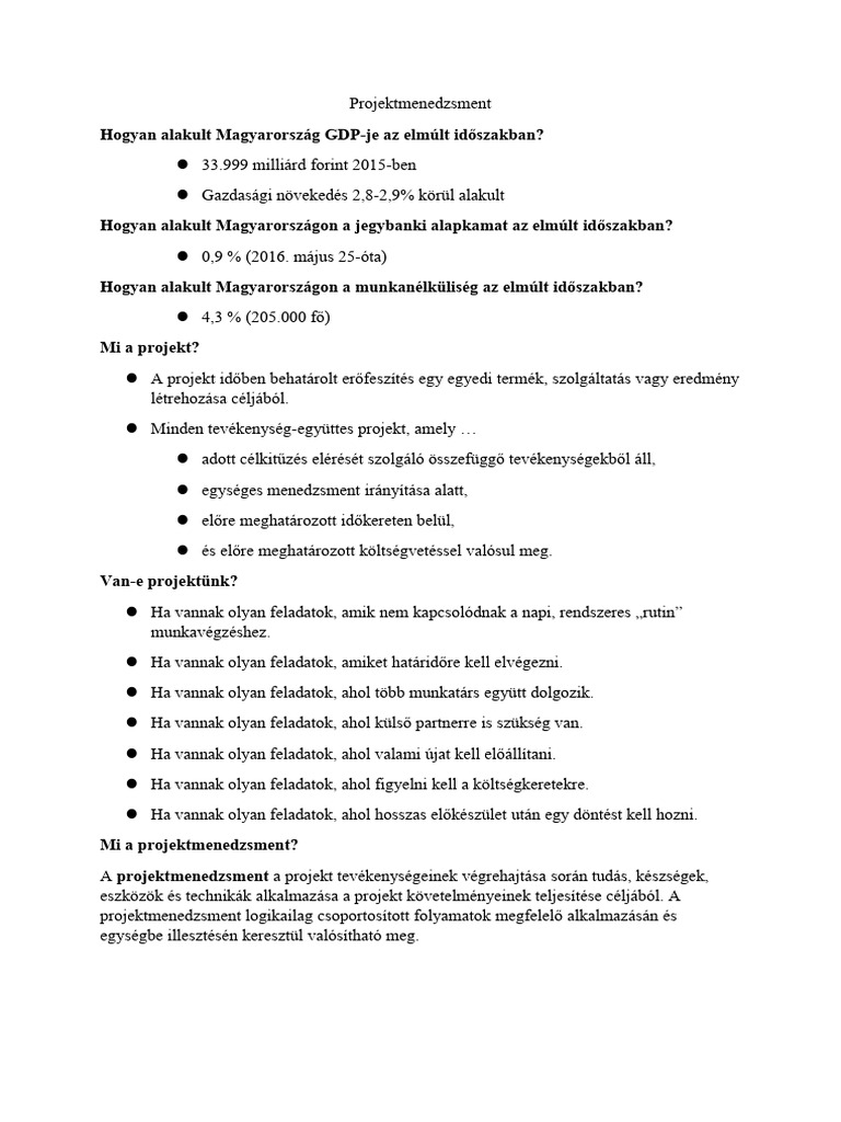 Projektmenedzsment ZH | PDF