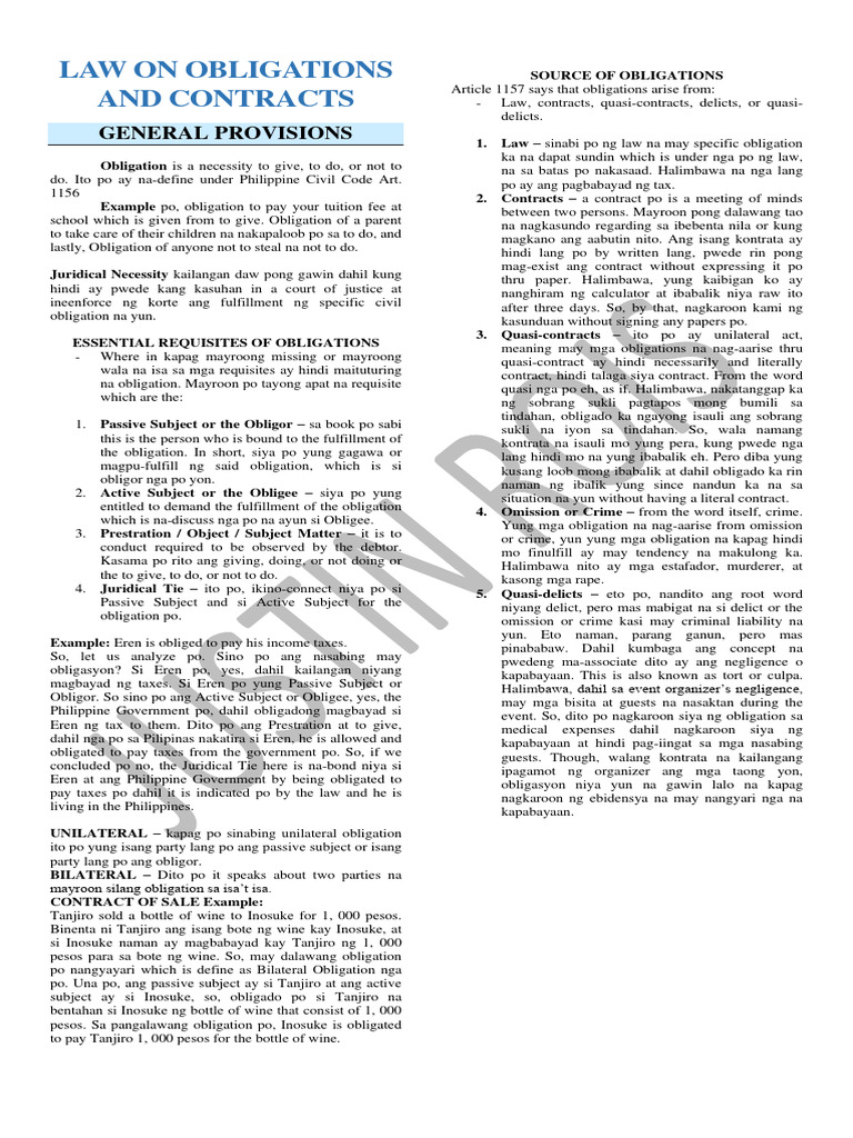 Oblicon Reviewer | PDF | Damages | Debt