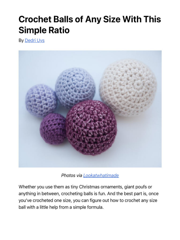How To Crochet A Ball of Any Size With This Simple Ratio - Craftsy | PDF