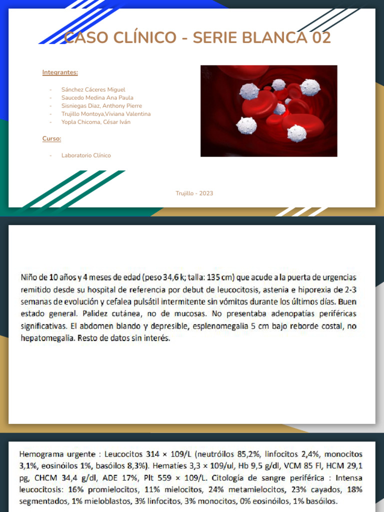 Sem 03 - Caso Clínico - Tarea | Descargar gratis PDF | Leucemia | Sangre