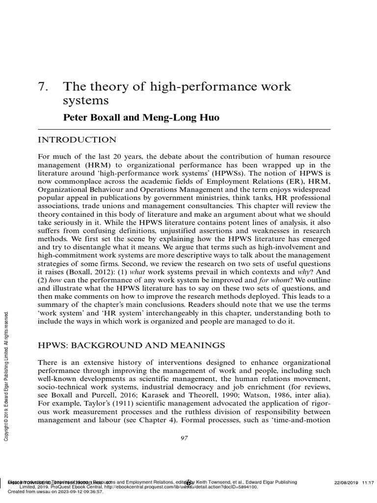 Elgar Introduction To Theories of Human Resources ... - (7 The Theory of High-Performance Work ...
