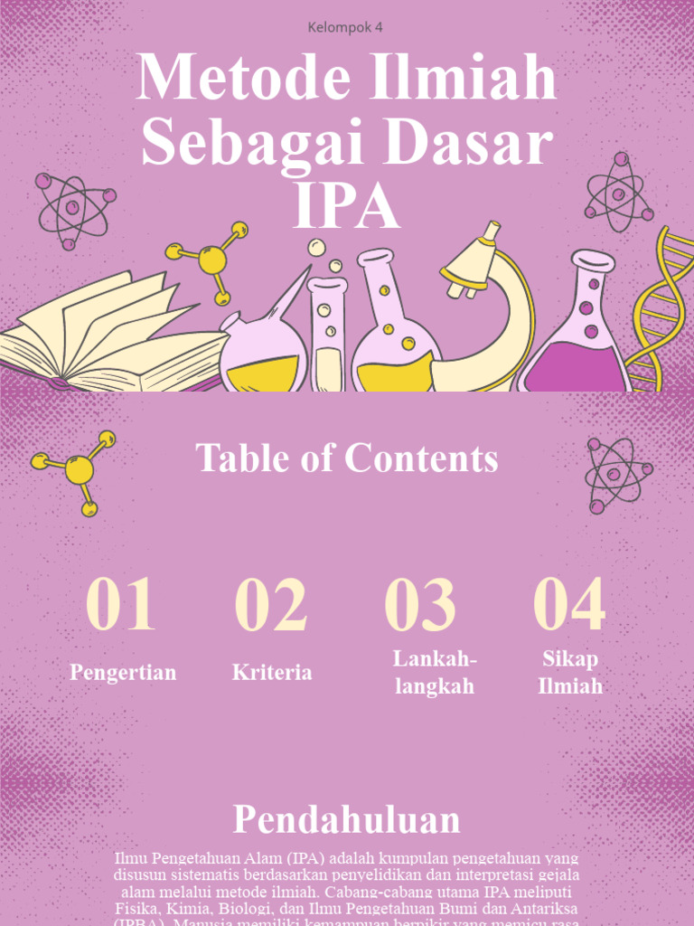Metode Ilmiah Sebagai Dasar Ipa Kelompok 4 Finish | PDF | Sains & Matematika