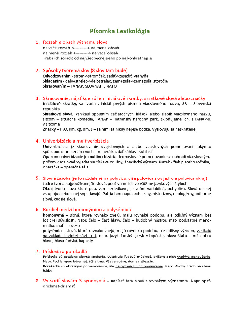 Pisomka Lexikologia | PDF