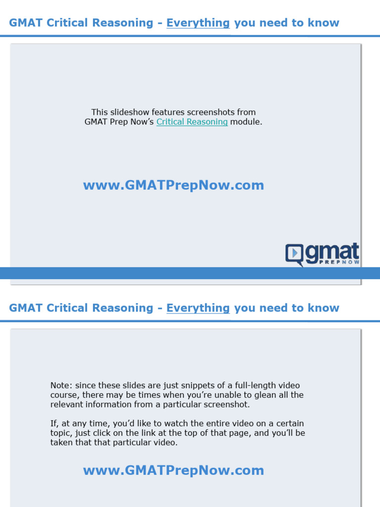 GMAT Critical Reasoning - by GMAT Prep Now | PDF