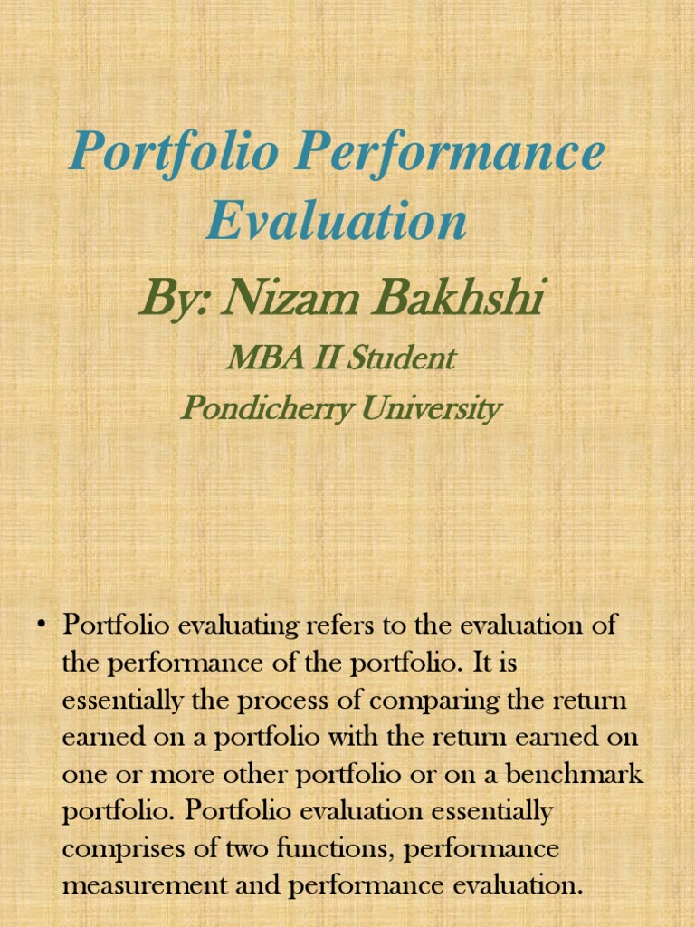 Portfolio Performance Evaluation Methods | PDF | Portfolio (Finance ...