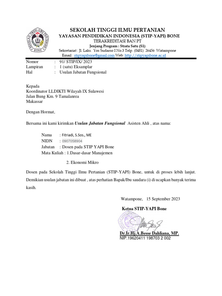 Surat Pengantar Jafung | PDF