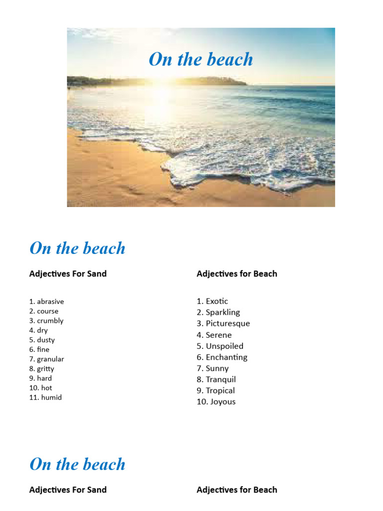 On The Beach | PDF | Beach | Sand