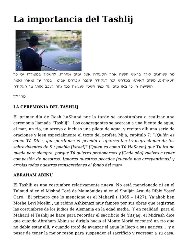 La Importancia Del Tashlij | PDF | Talmud | Judaísmo