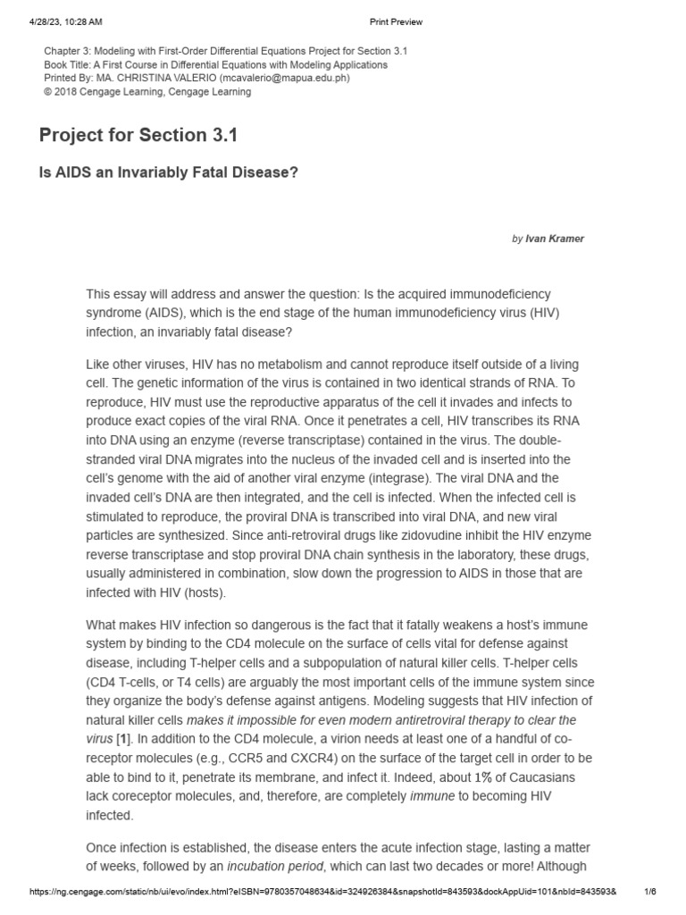 AIDS Survival Modeling and Dynamics | PDF | Hiv/Aids | Virus