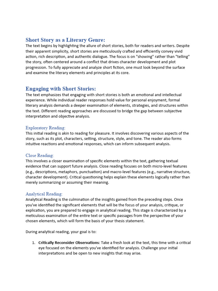 Analyzing Short Stories: Key Strategies | PDF | Narration | Narrative