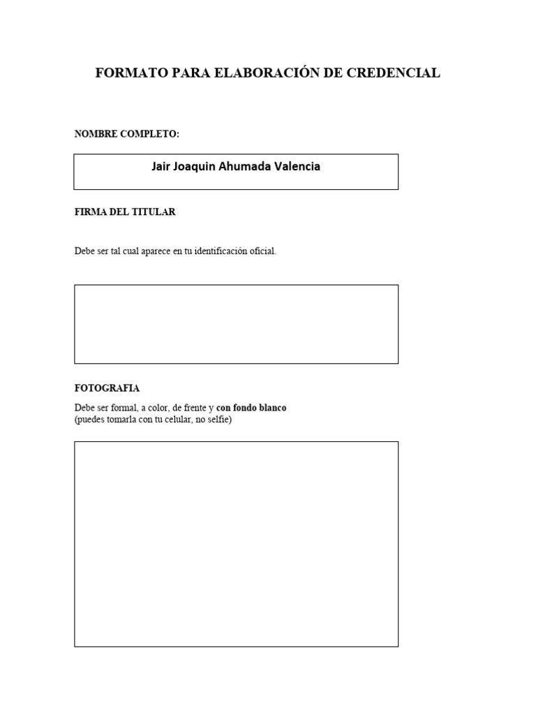 31.formato para Elaboracion de Credencial 22 | PDF