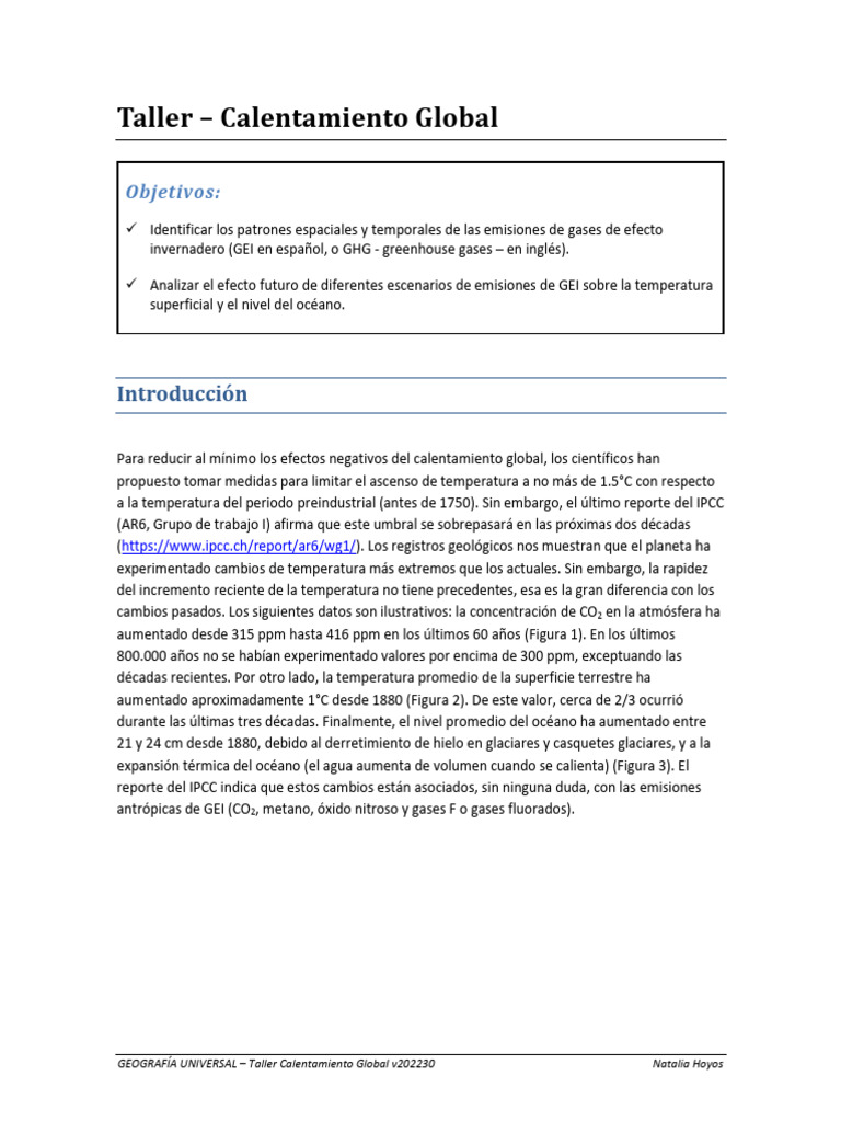 Guia - Taller Calentamiento Global - 202230 | PDF
