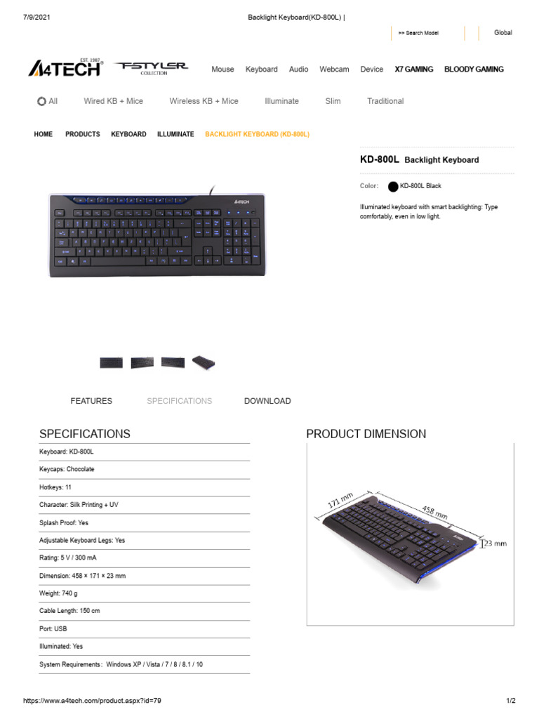 Backlight Keyboard (KD-800L) | PDF | Computer Keyboard | Usb