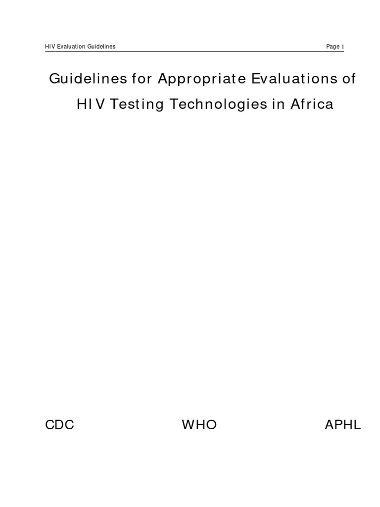 Rpa Hiv Test Evaluation Guidelines Pdf Hiv Diagnosis Of Hiv Aids