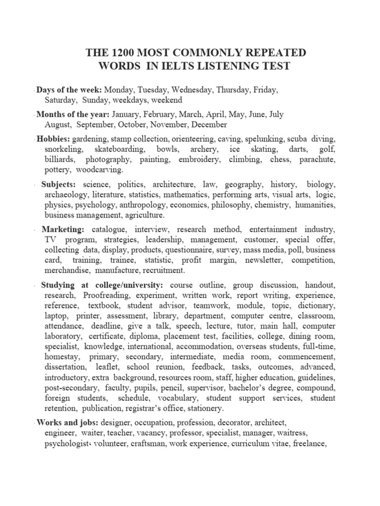 The 1200 Most Commonly Repeated Words | Download Free PDF | Coal