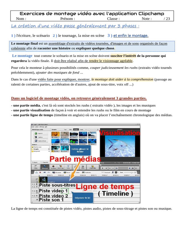 Exercices de montage avec Clipchamp | PDF | Cinématographie ...