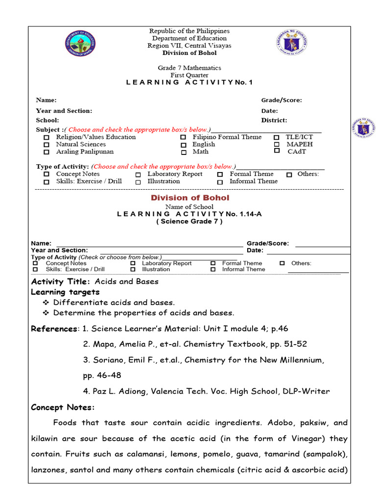 DLP Grade 7 .Chemistry With Format - Corrected | PDF | Ph | Distillation