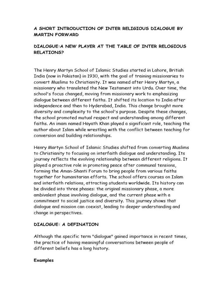 A Short Introduction of Inter-Religious Dialogue | PDF | Interfaith ...