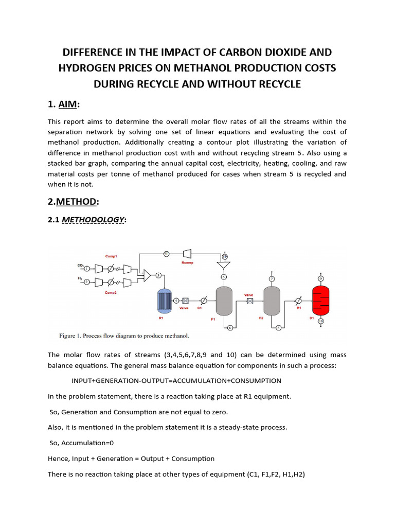 Impact of CO2 and H2 Prices on Methanol Costs | PDF | Recycling | Mole (Unit)