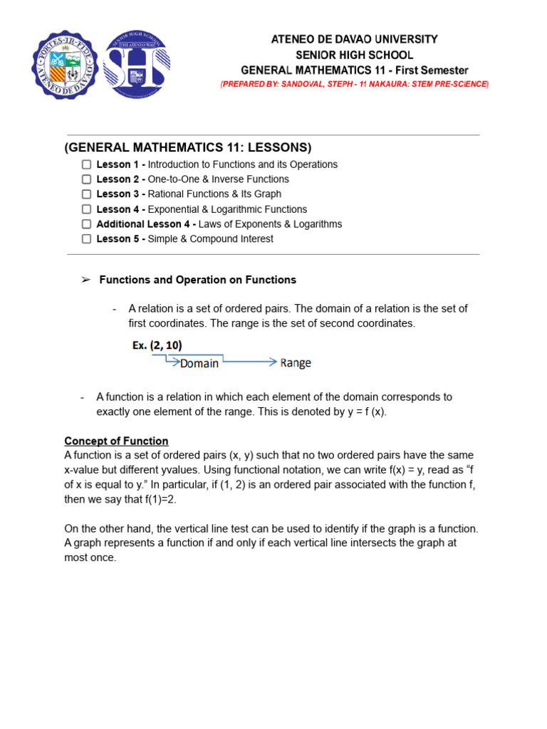 General Mathematics 11: Functions Overview | PDF | Function ...